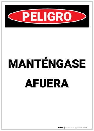 Danger: Keep Out (Spanish) Portrait - Label | Creative Safety Supply