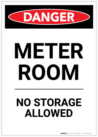 Danger: Meter Room No Storage Allowed Portrait - Label