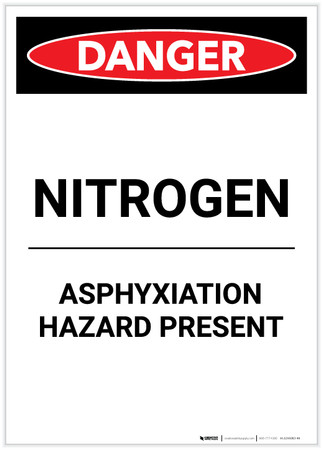 Danger: Nitrogen Asphyxiation Hazard Present Portrait - Label ...