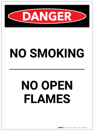 Danger: No Smoking No Open Flames Portrait - Label