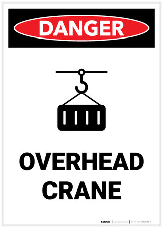 Danger: Overhead Crane with Icon Portrait - Label