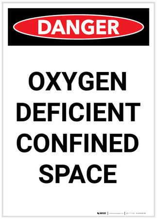 Danger: Oxygen Deficient Confined Space Portrait - Label