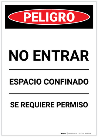 Danger: Spanish Permit Required No Entry Portrait - Label