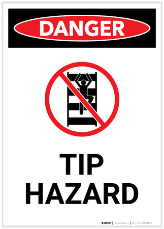 Danger: Tip Hazard with Icon Portrait - Label