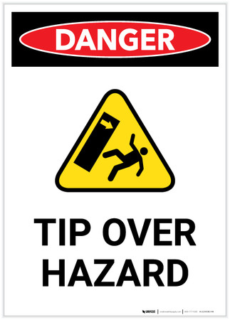 Danger: Tip Over Hazard with Icon Portrait - Label