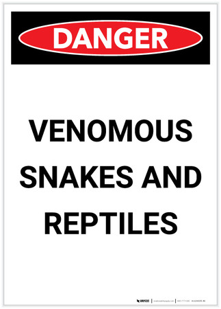 Danger: Venomous Snakes And Reptiles Portrait - Label