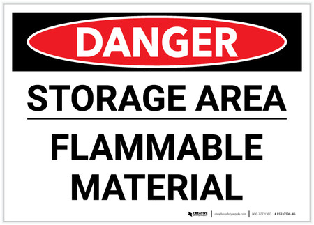 Danger: Storage Area Flammable Material Landscape - Label