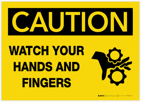 Caution: Watch Your Hands and Fingers with Graphic - Label | Creative ...