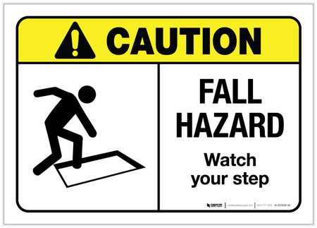 Caution: Fall Hazard ANSI - Label