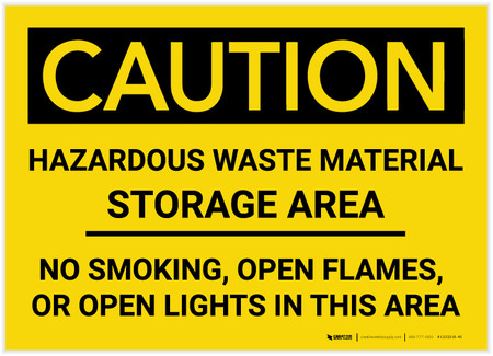 Caution: Hazardous Waste Material Storage Area - Label