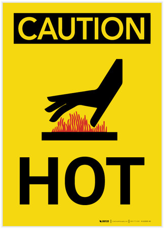 Caution: Hot Vertical with Graphic - Label