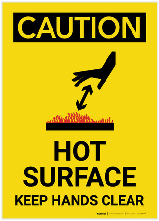 Caution: Hot Surface Keep Hands Clear - Label