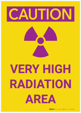Caution: Very High Radiation Area Portrait with Graphic - Label