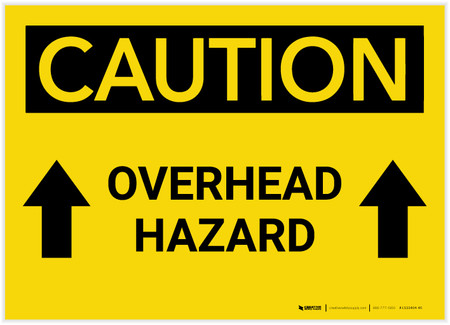 Caution: Overhead Hazard Arrows Up - Label | Creative Safety Supply