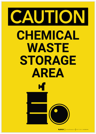 Caution: Waste Storage Area Vertical with Graphic - Label