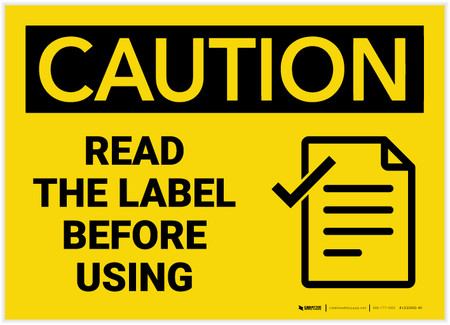 Caution: Read Label Before Using With Graphic - Label