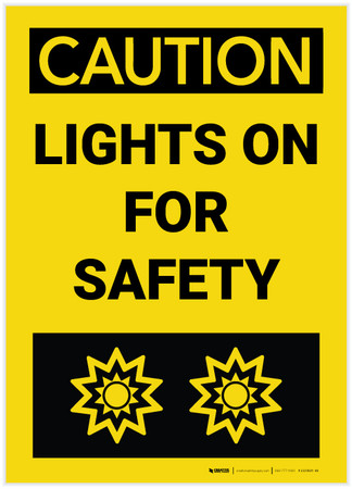 Caution: Lights On With Graphic Vertical - Label