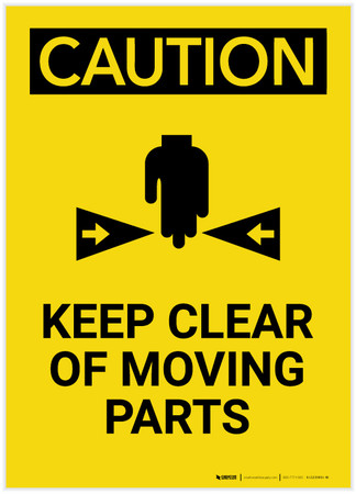 Caution: Keep Clear of Moving Parts with Graphic Portrait - Label
