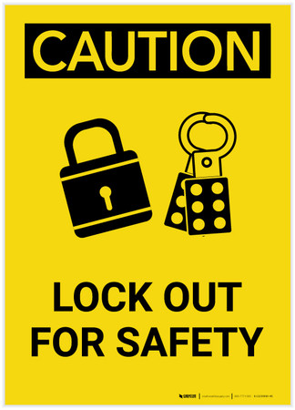 Caution: Lock Out For Safety Portrait - Label