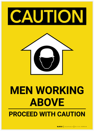 Caution: Men Working Above Proceed With Caution Portrait - Label ...