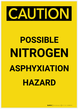 Caution: Possible Nitrogen Asphyciation Hazard Portrait - Label ...