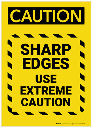 Caution: Sharp Edges Use Extreme Caution Portrait - Label | Creative ...