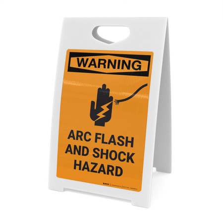 Warning: Arc Flash and Shock Hazard with Icon - A-Frame Sign
