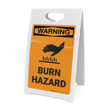 Warning: Burn Hazard with Icon - A-Frame Sign