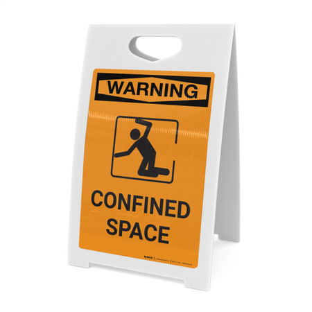 Warning: Confined Space with Icon - A-Frame Sign