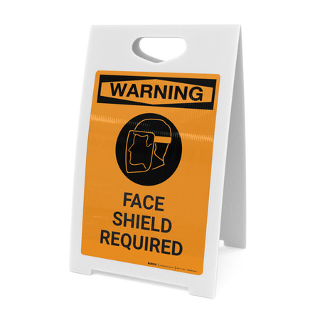 Warning: Face Shield Required with Icon - A-Frame Sign