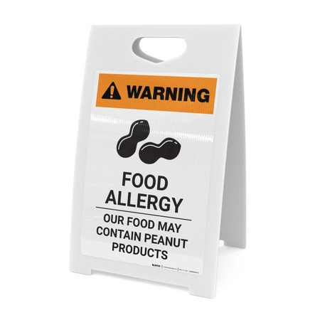 Warning: Food Allergy - Food May Contain Peanuts with Icon - A-Frame Sign