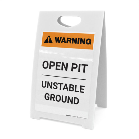 Warning: Open Pit - Unstable Ground - A-Frame Sign | Creative Safety Supply