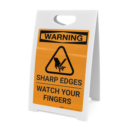 Warning: Sharp Edges with Icon - A-Frame Sign