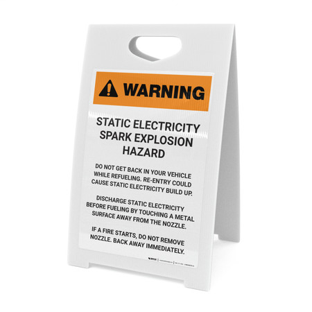 Warning: Static Electricity Spark Explosion Hazard - A-Frame Sign