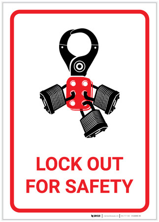 Lock Out for Safety with Graphic - Label | Creative Safety Supply