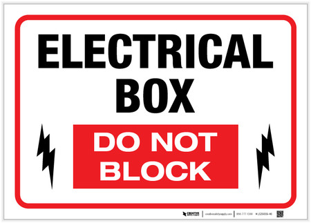 Electrical Box - Do Not Block - Label