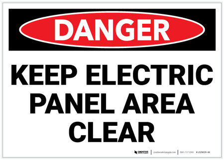 Danger: Keep Electric Panel Area Clear - Label