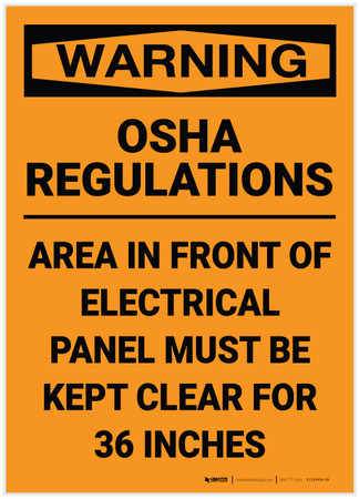 Warning: OSHA Regulations Electrical Panel 36 Inches - Label