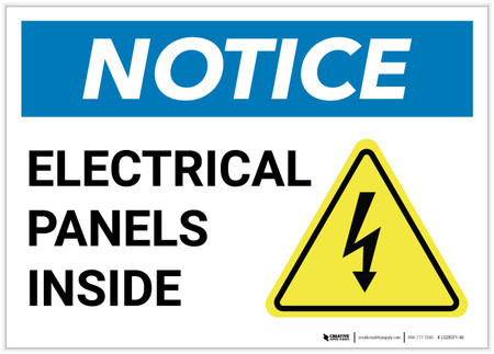 Notice: Electrical Panels Inside With Graphic - Label | Creative Safety ...