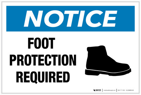 Notice: Foot Protection Required with Icon - Label