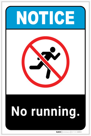 Notice: No Running Portrait ANSI - Label