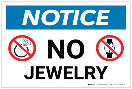 Notice: No Jewelry with Icons - Label
