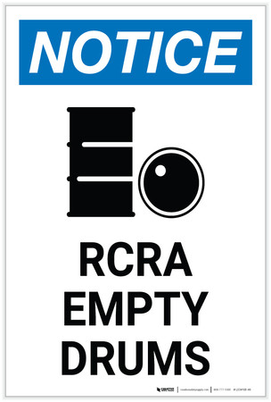 Notice: RCRA Empty Drums with Icon Portrait - Label