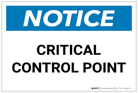 Notice: Critical Control Point - Label