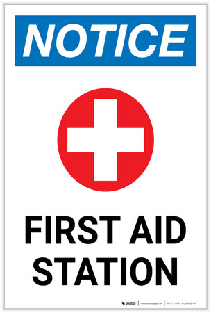Notice: First Aid Station with Icon Portrait - Label