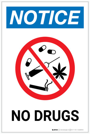 Notice: No Drugs with Icon Portrait - Label