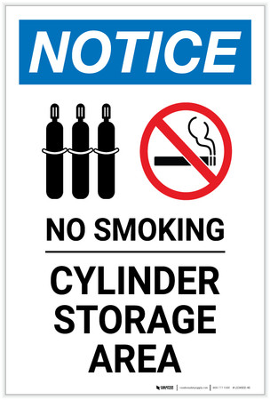 Notice: No Smoking Cylinder Storage Area with Icons - Label | Creative ...