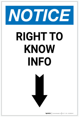 Notice: Right to Know Info Arrow Down - Label