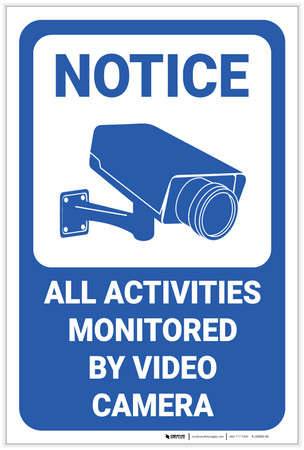 Notice: All Activities Monitored by Video Camera Icon Portrait - Label ...