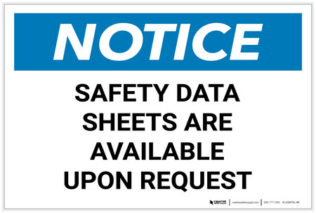 Notice: Safety Data Sheets Are Available Upon Request Landscape - Label ...